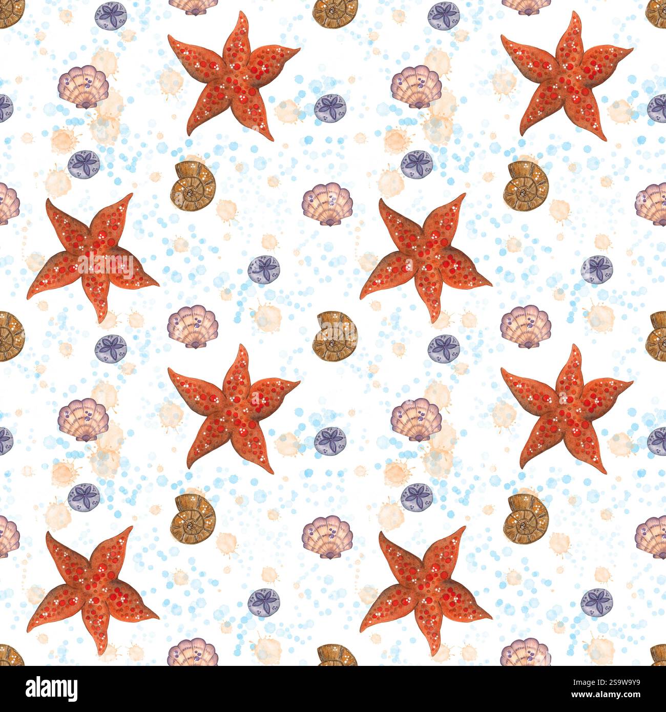 Hand drawn watercolor illustration. Seamless sea pattern. Interior ...