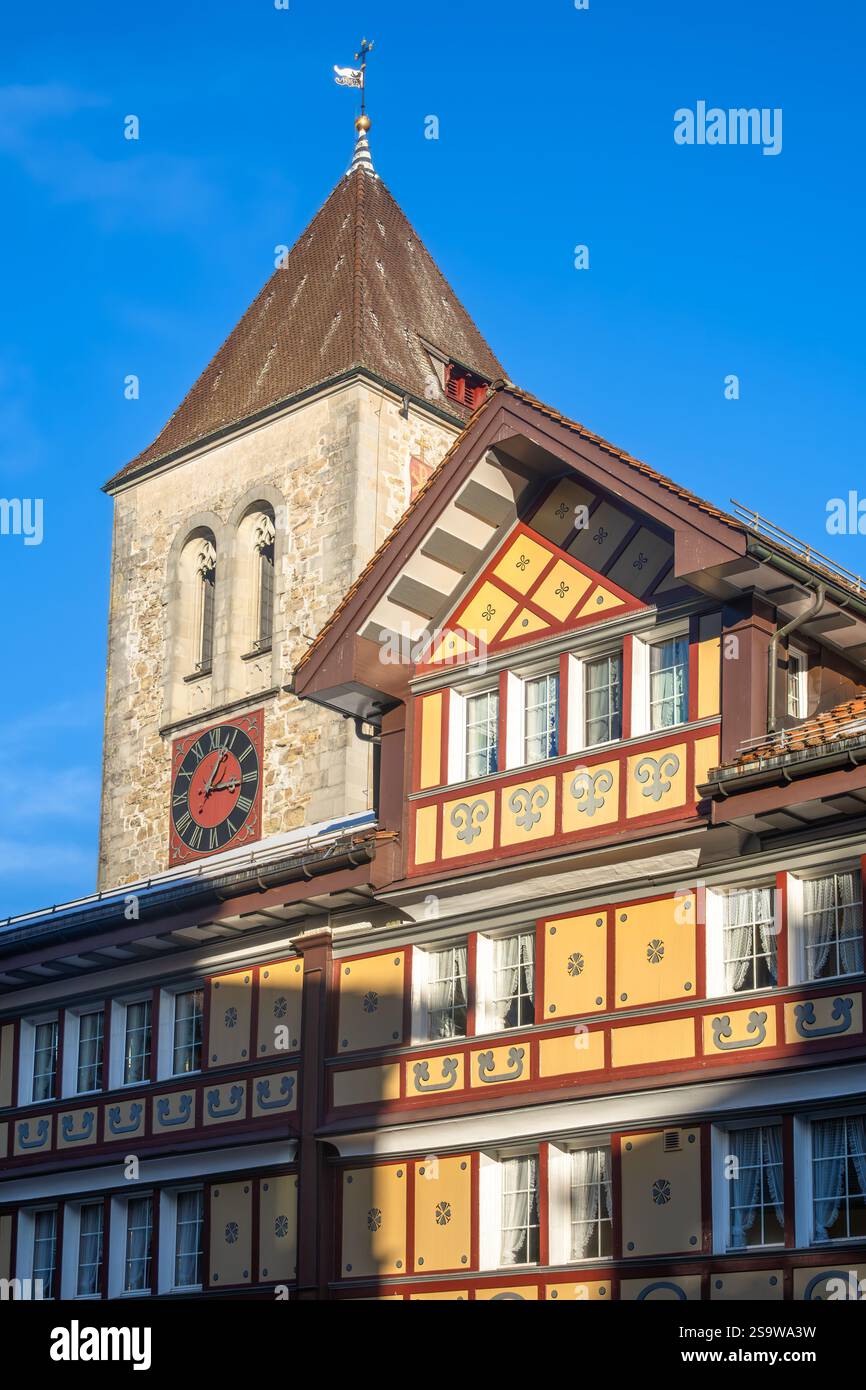 Appenzell, Switzerland - January 1, 2025: Historic buildings in ...