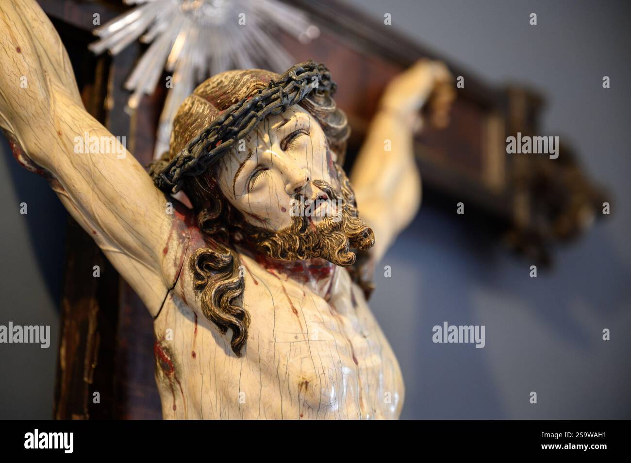 Christ on the Cross. Ivory, carved and gilded wood. Indo-Portuguese ...