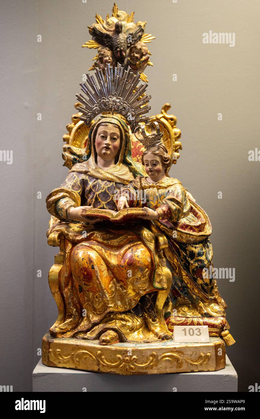 Saint Anne teaching the Virgin Mary. Polychrome wood, Portugal, 18th ...