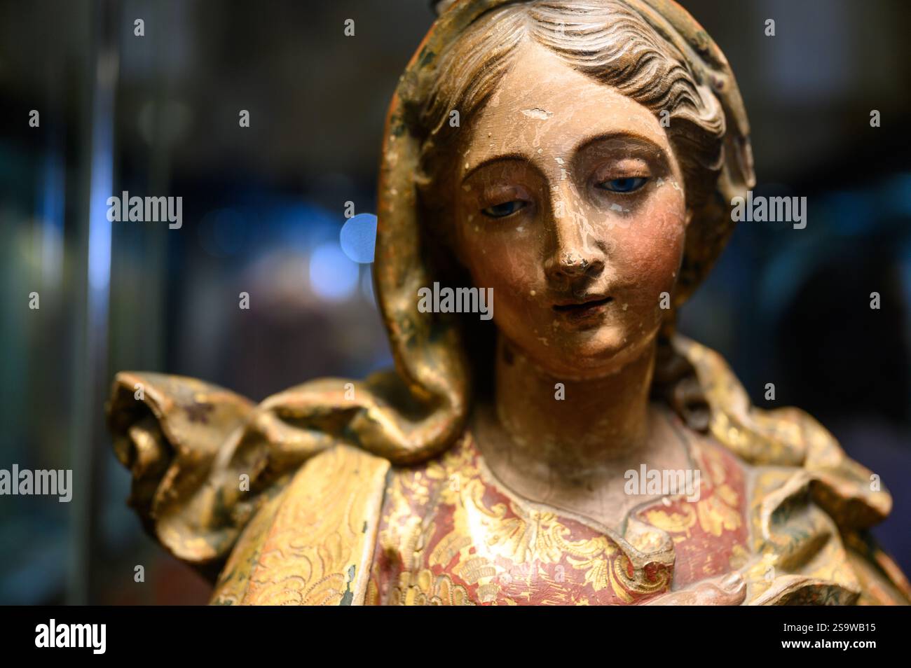 The Virgin Mary. Polychrome wood. Portugal, 18th century. The museum of the Cathedral of Saint ...
