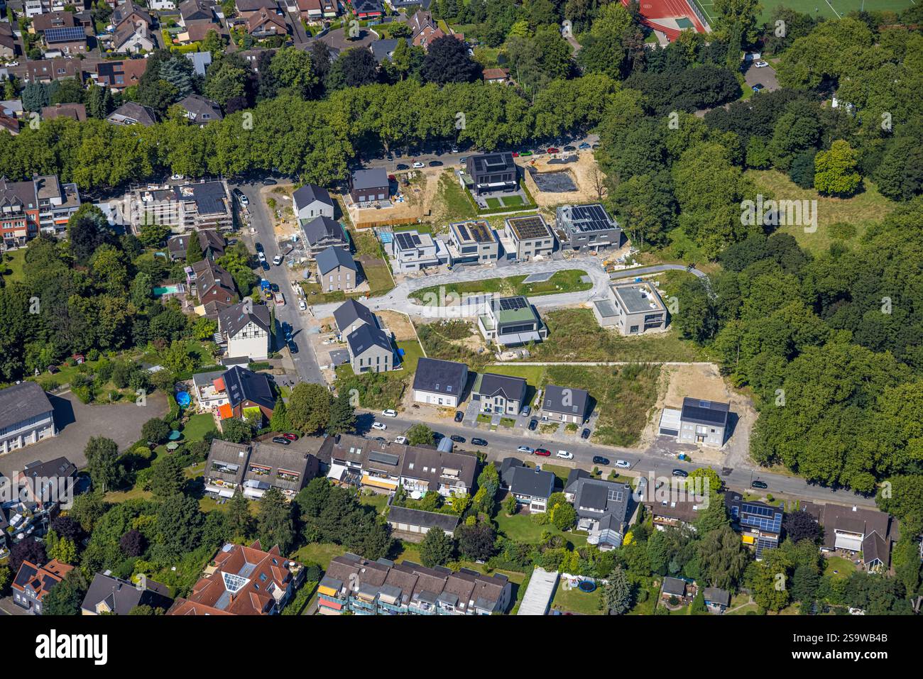 Aerial view, construction area with new building Am Stadtgarten corner ...