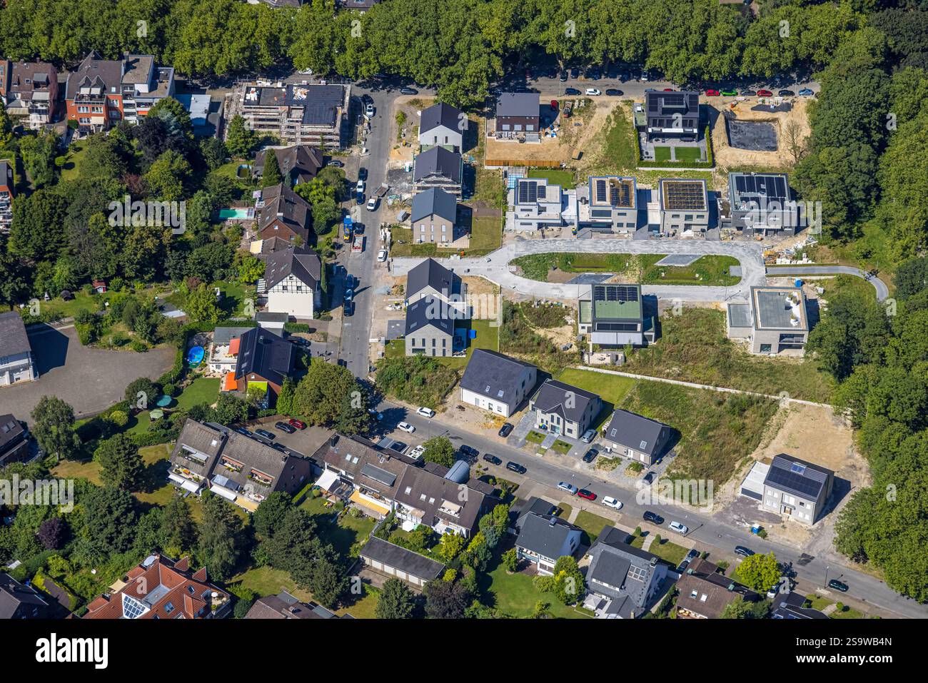 Aerial view, construction area with new building Am Stadtgarten corner ...
