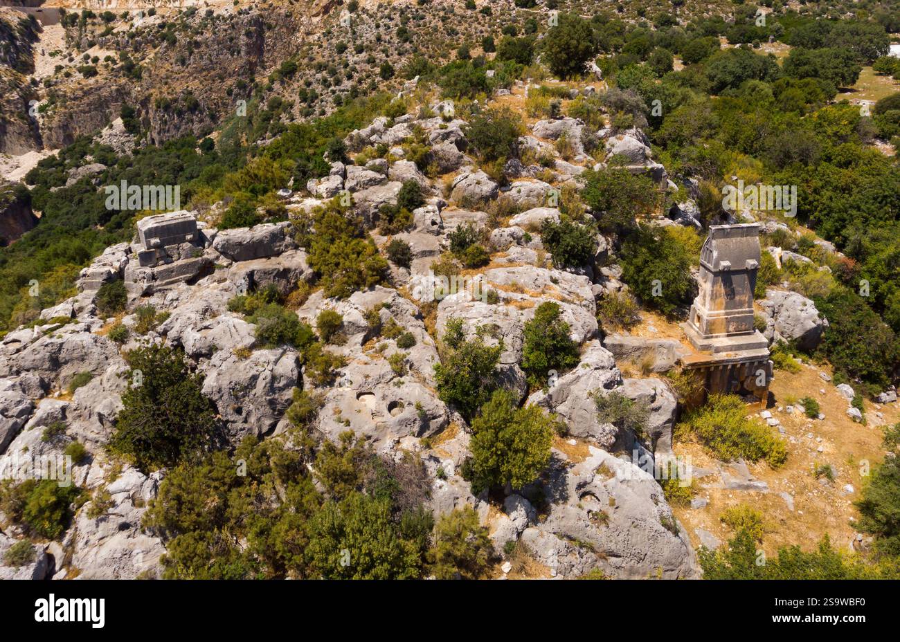 View of the rock tombs in the ancient city of Soura Stock Photo - Alamy