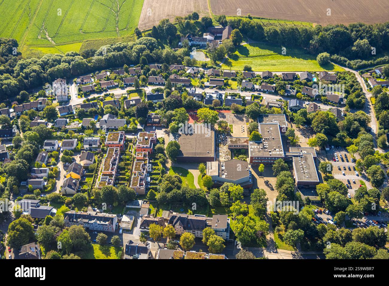Aerial view, Immanuel-Kant-Gymnasium, Leubeck, Heiligenhaus, Ruhr area ...