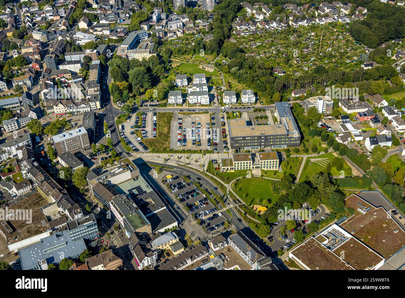 Aerial view, Velbert/Heiligenhaus university campus and parking lots ...