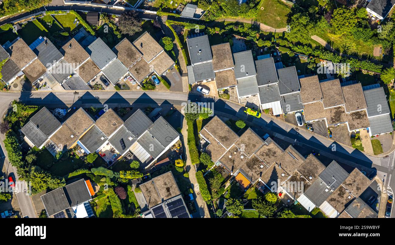 Aerial view, housing estate and residential area with terraced houses ...