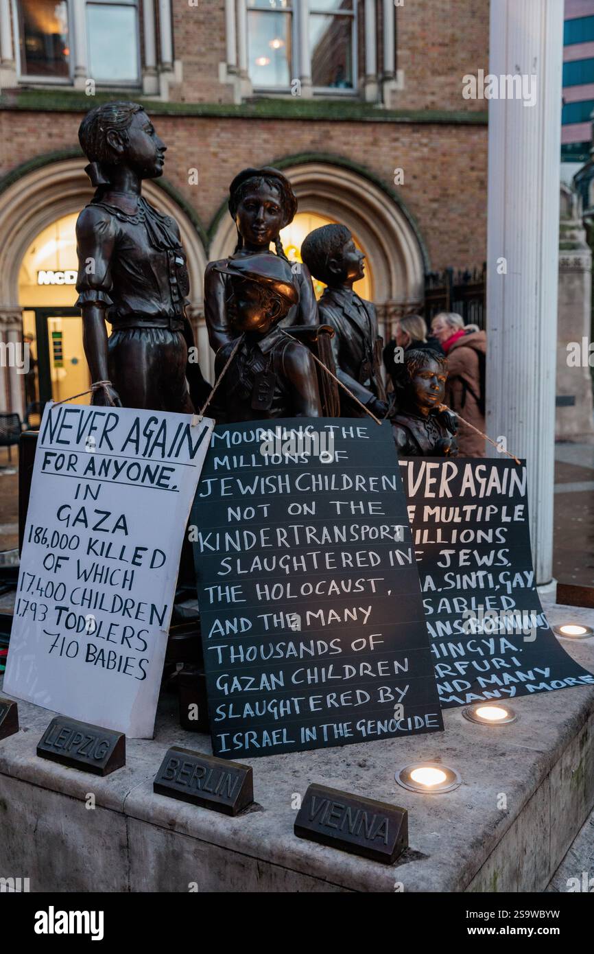 London, UK. 27th January, 2025. Signs brought by supporters of Jews ...