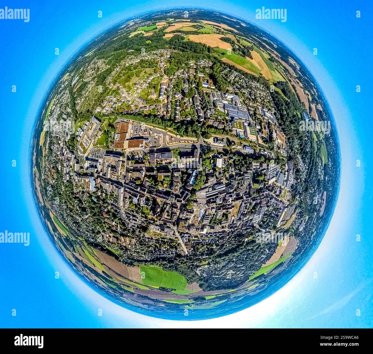 Aerial view, city center, federal highway B227, shopping center with ...