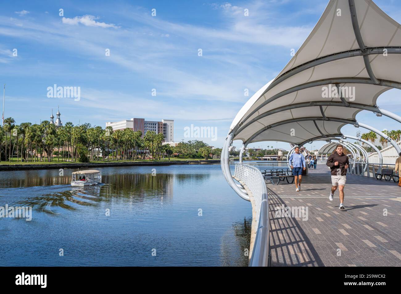 Tampa Bay riverwalk running and walkers exercising - Tampa Hillsborough ...