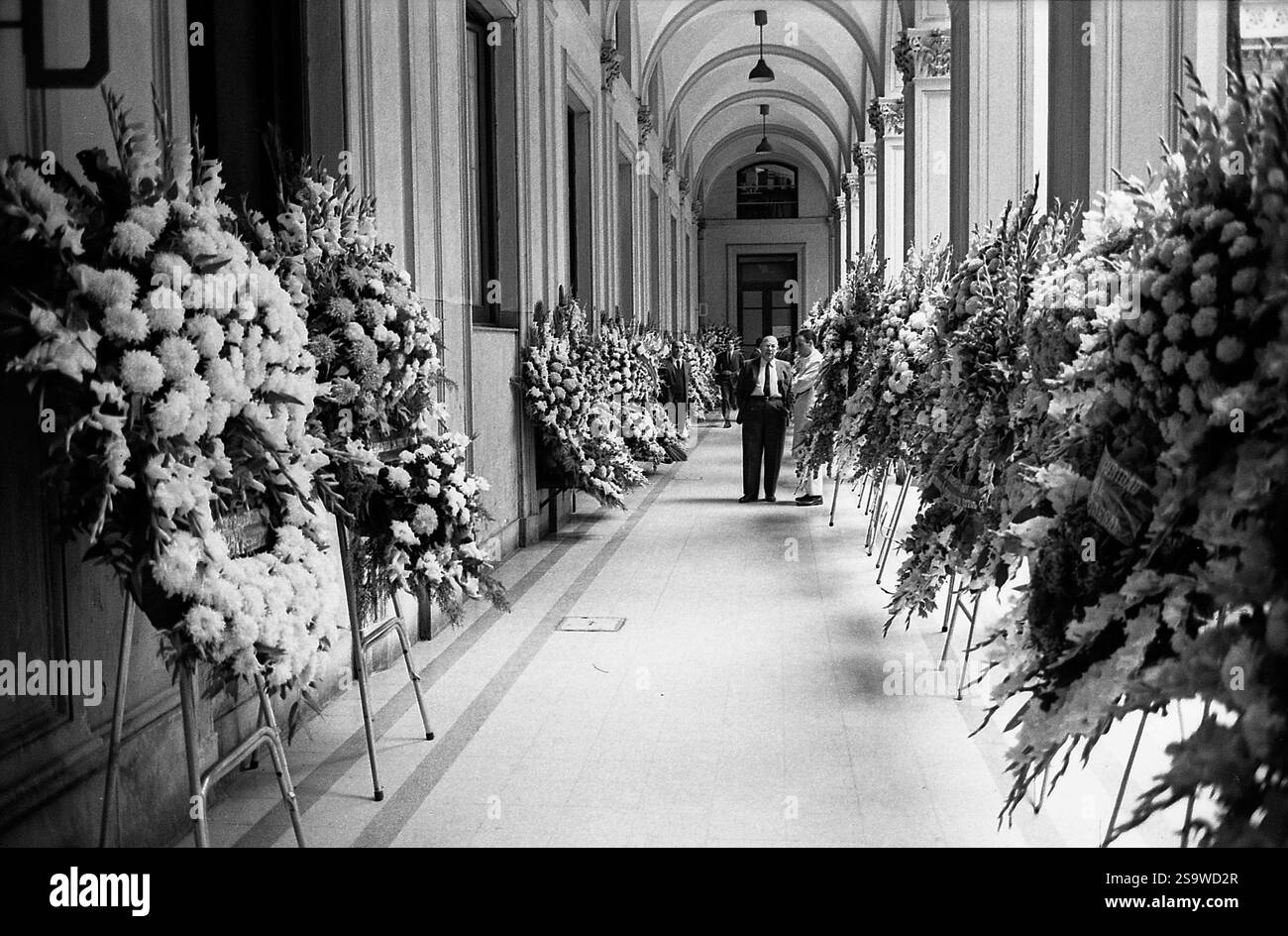 Numerous flower wreaths exhibited at the Departamento Central de ...