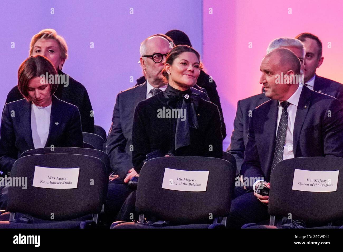 Auschwitz, Poland 20250127. Crown Princess Victoria of Sweden, heads of ...