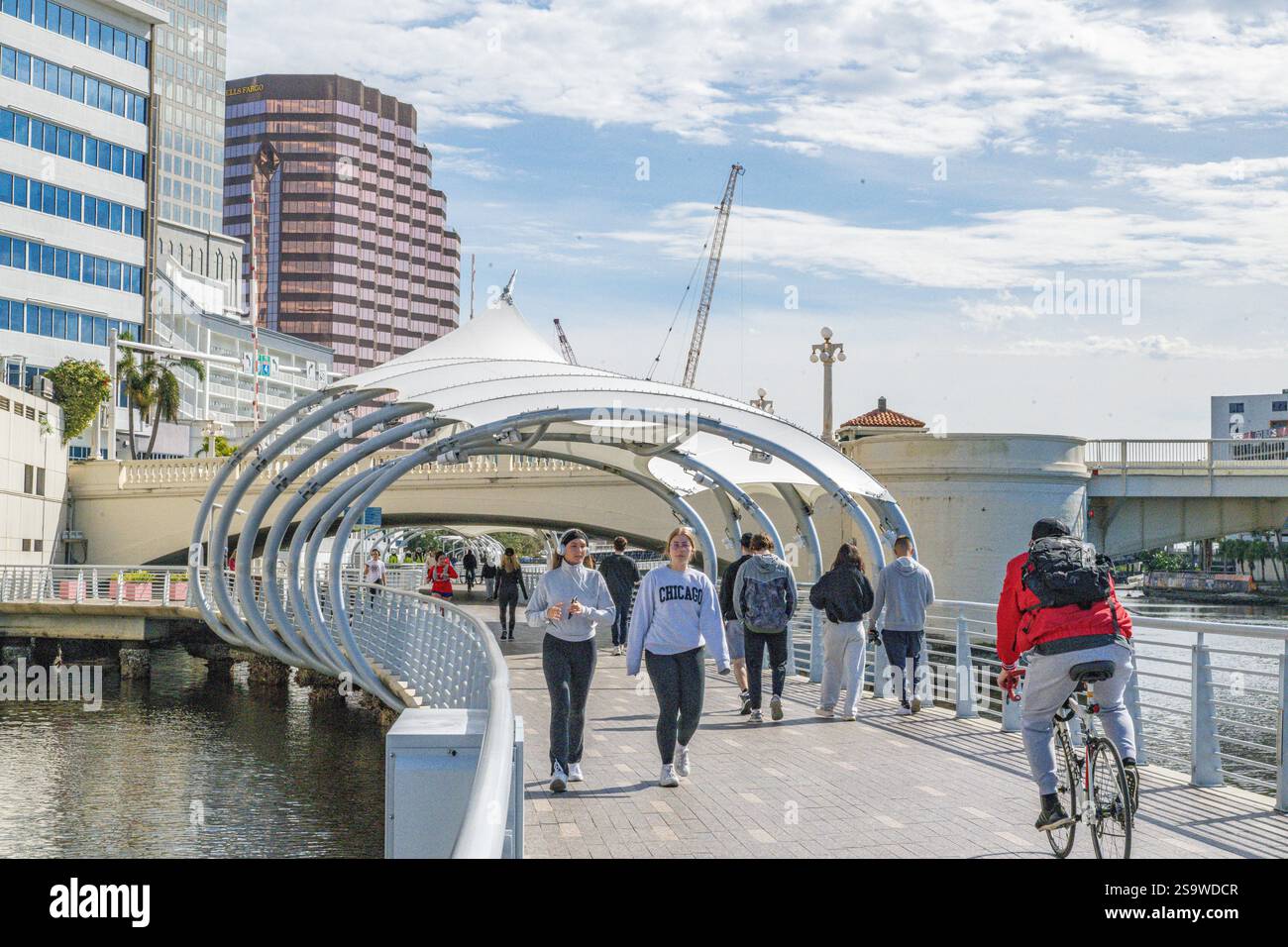 Tampa Bay riverwalk running and walkers exercising - Tampa Hillsborough ...