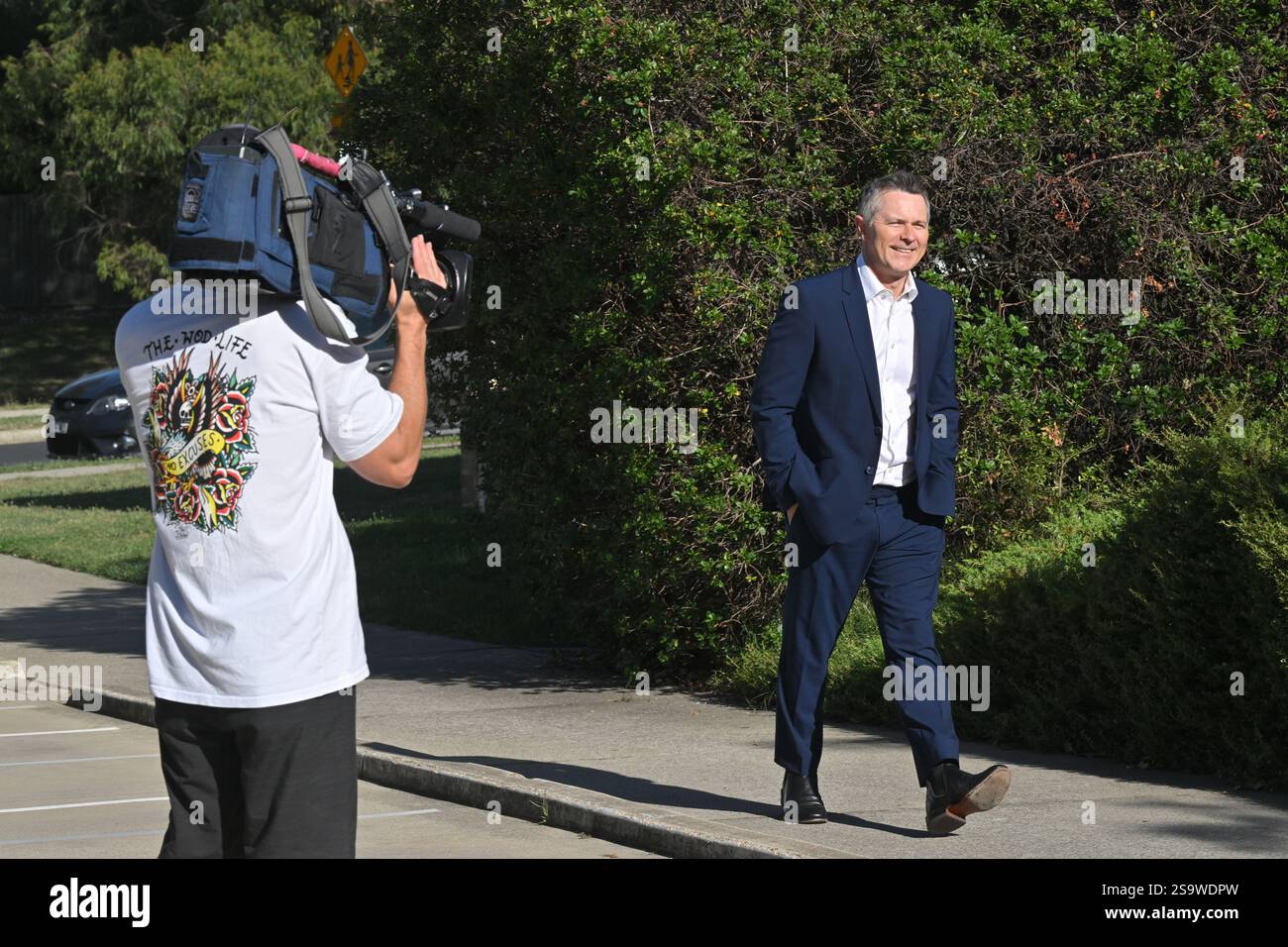 Minister for Education Jason Clare arrives at a childcare centre in ...