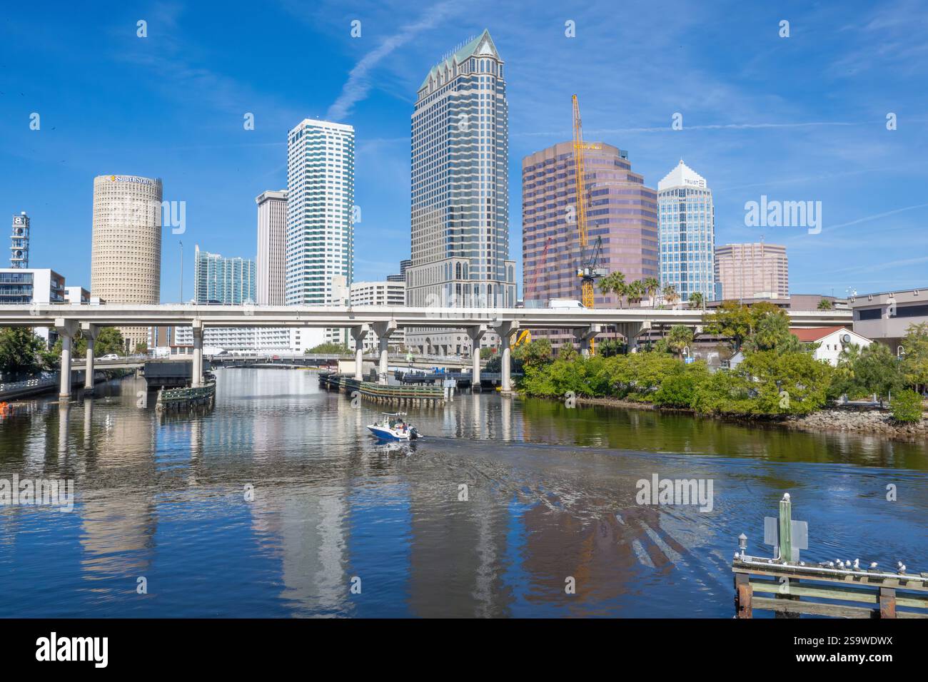 Tampa Bay skyline views from Riverwalk trail - Tampa Hillsborough River ...