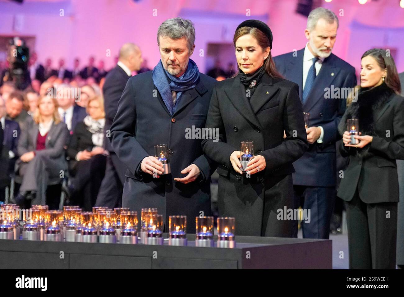 Auschwitz , Poland 20250127. Denmark's King Frederik and Queen Mary and ...
