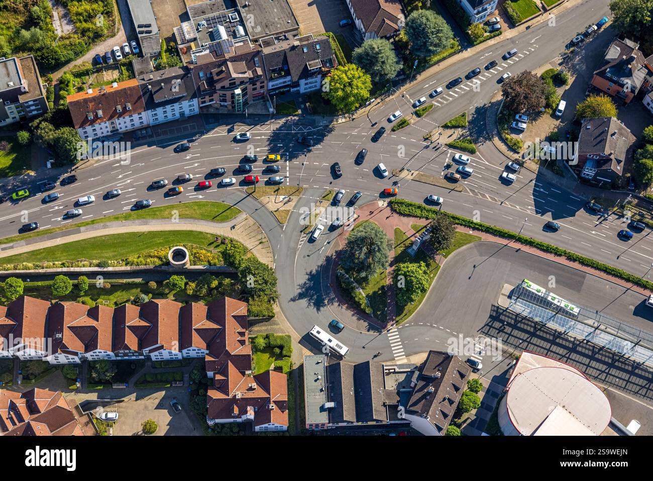 Aerial view, road traffic intersection Martin-Luther-Straße and Große ...