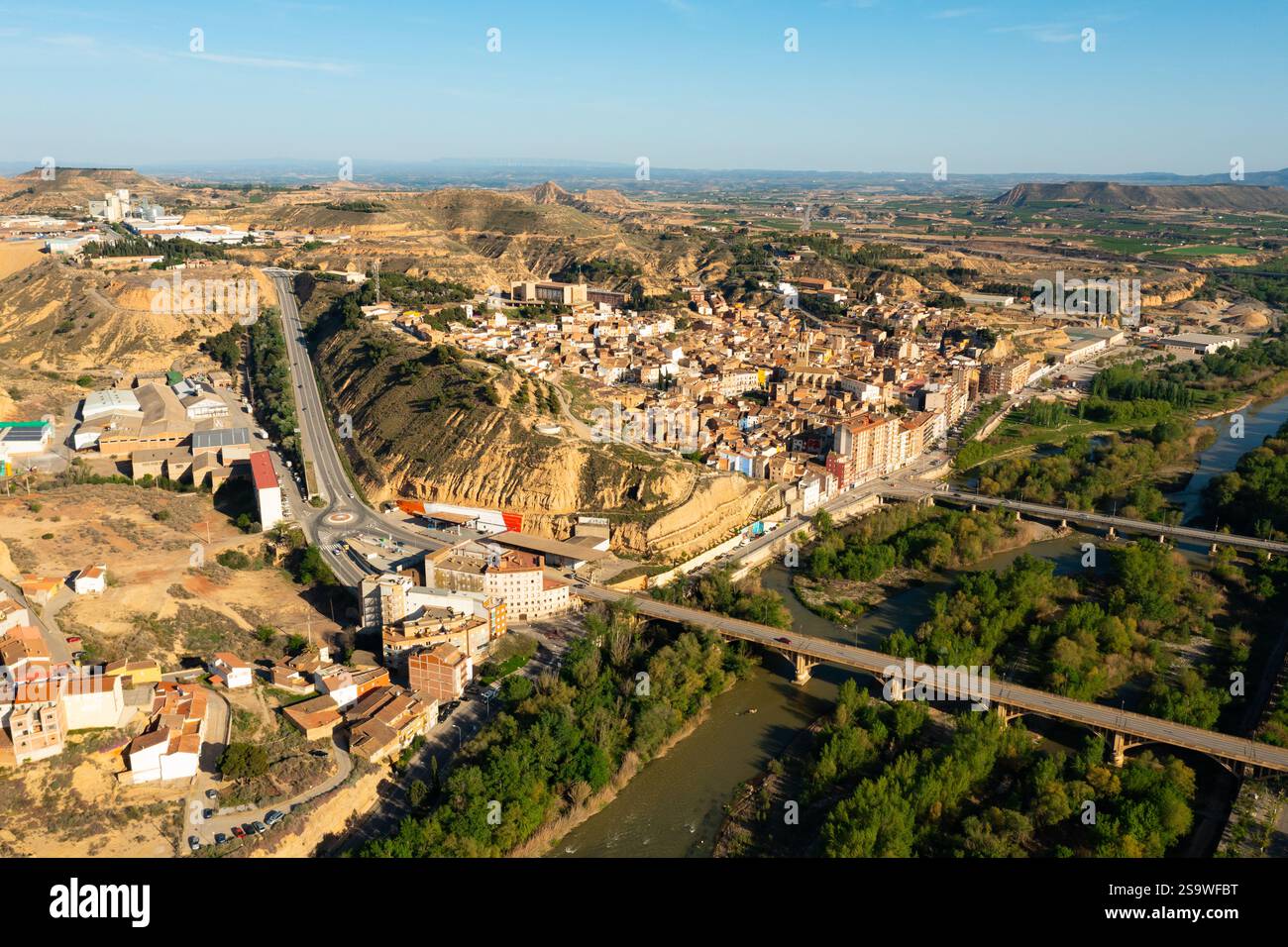 Bird's eye view of Spanish town Fraga Stock Photo - Alamy
