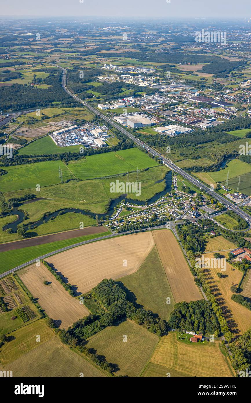 Aerial view, Schmehauser Mersch landscape conservation area and river ...