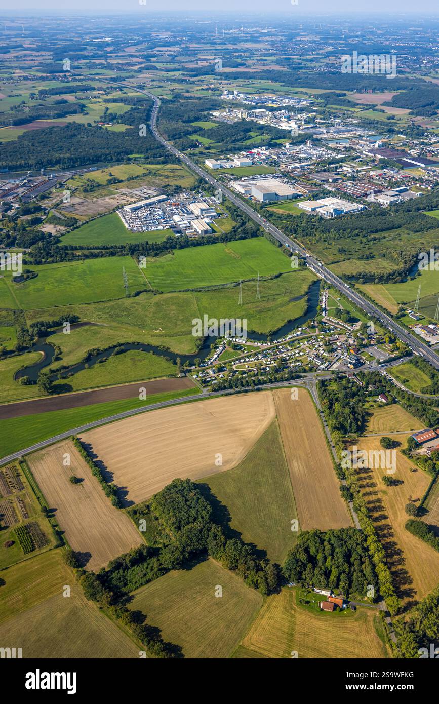 Aerial view, Schmehauser Mersch landscape conservation area and river ...