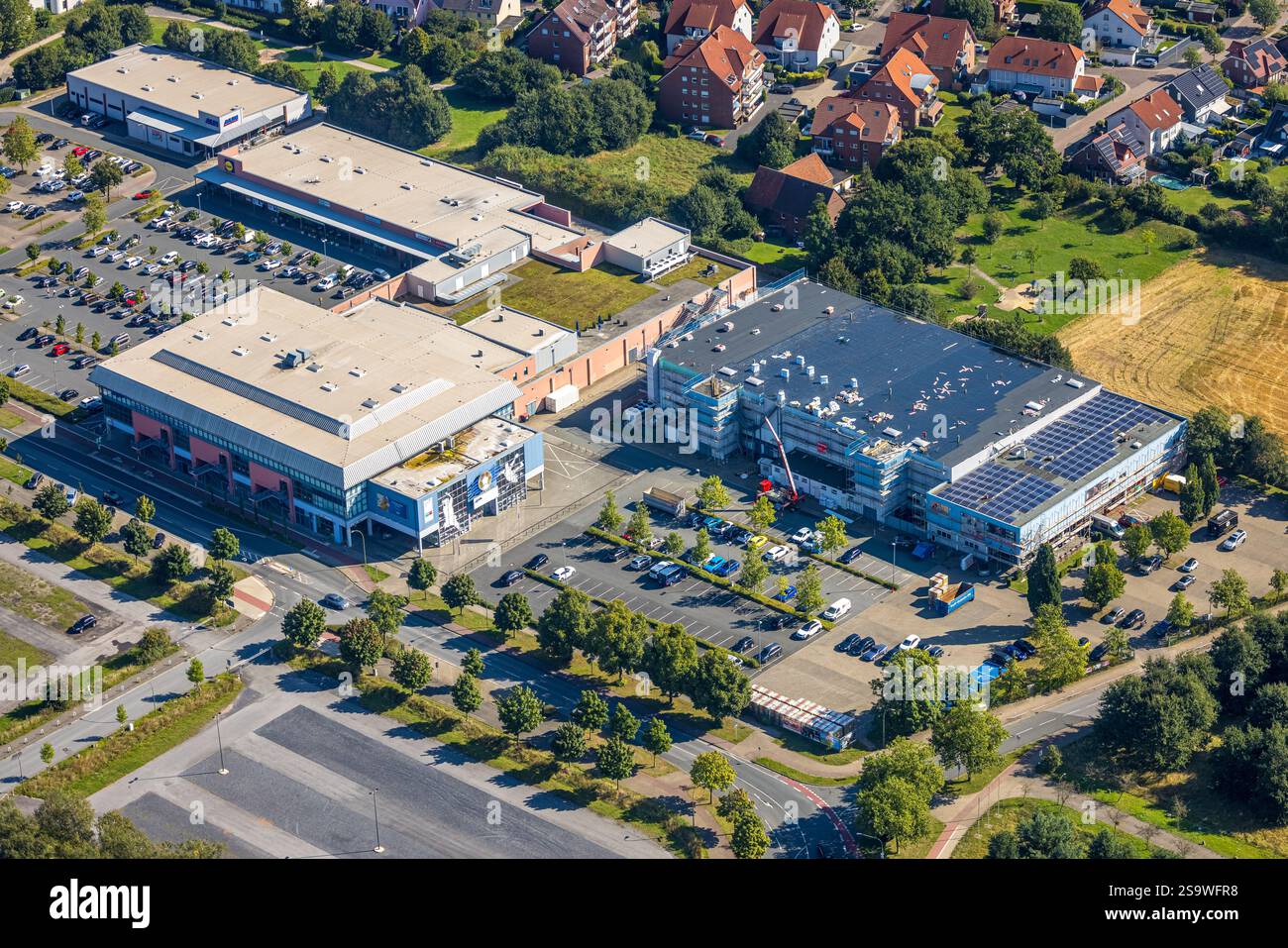 Aerial view, Westpress arena and beta Finanz Eissportarena ice rink ...