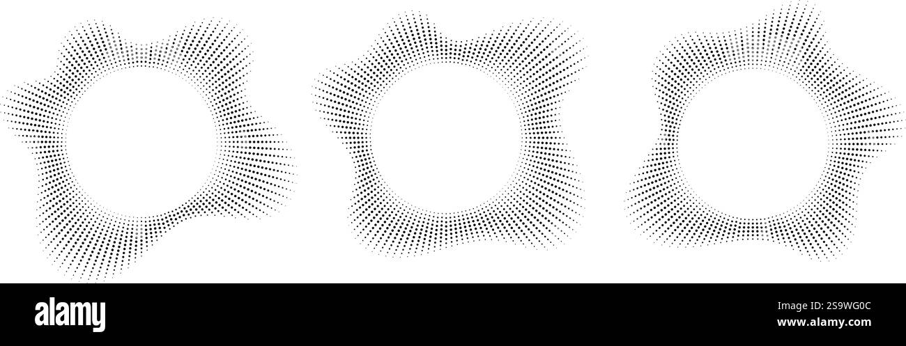 Sound wave, circular equalizer icons, round music soundwave shape ...