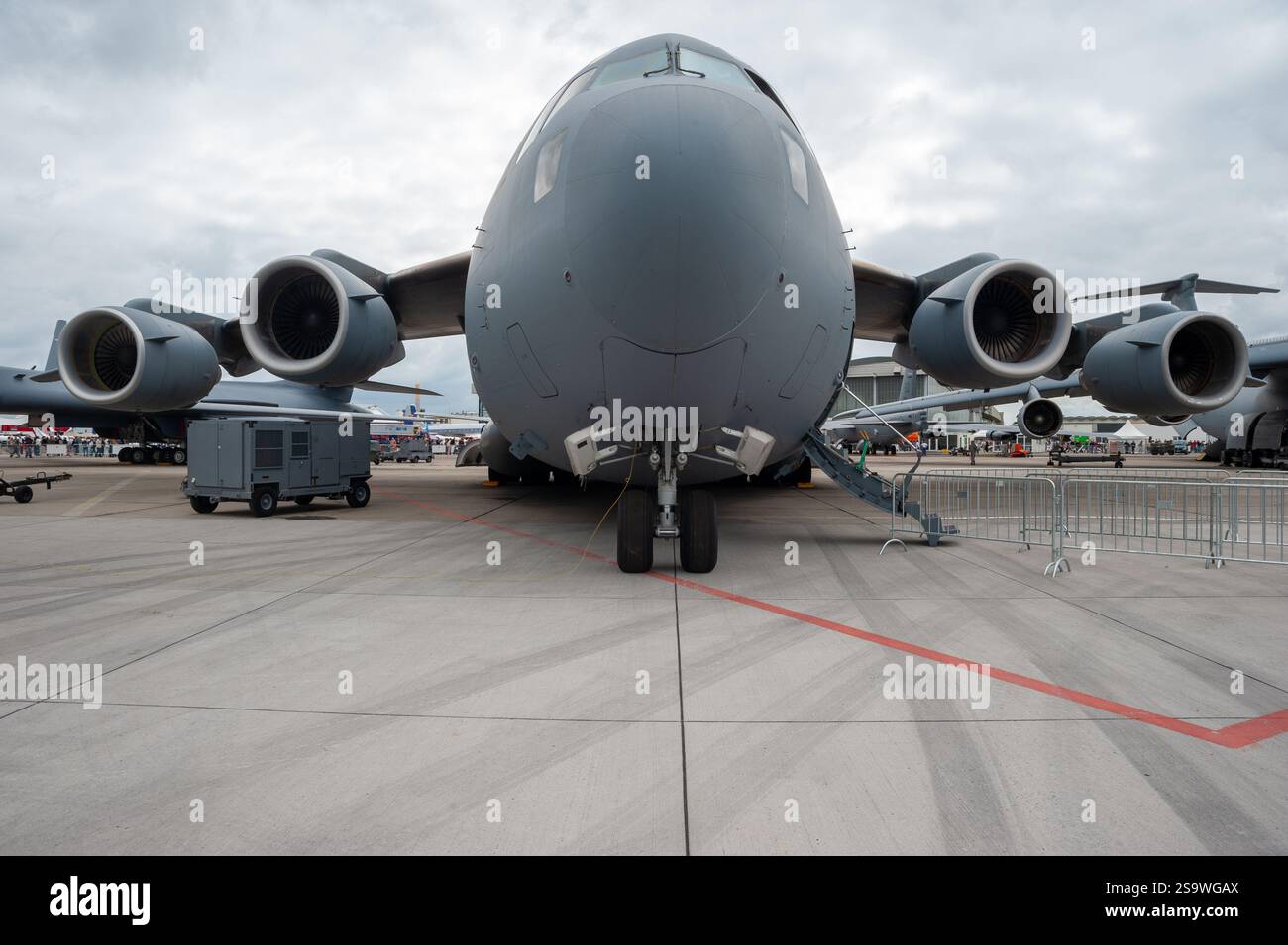 Large Military Cargo Aircraft on Display at an Air Show Stock Photo - Alamy