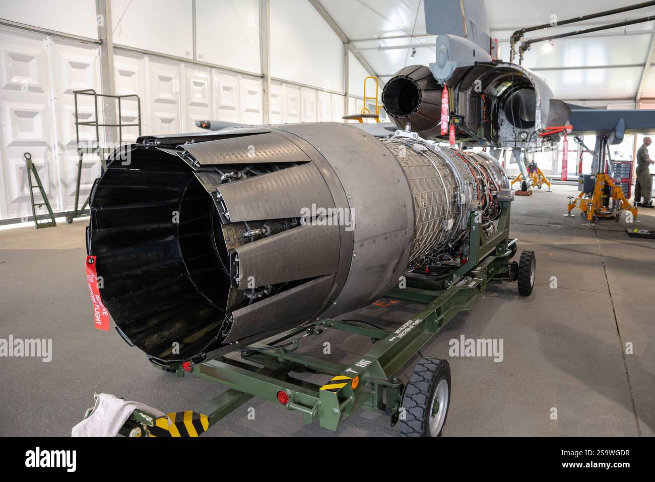 Jet Engine on a Trailer with Aircraft in the Background Stock Photo - Alamy