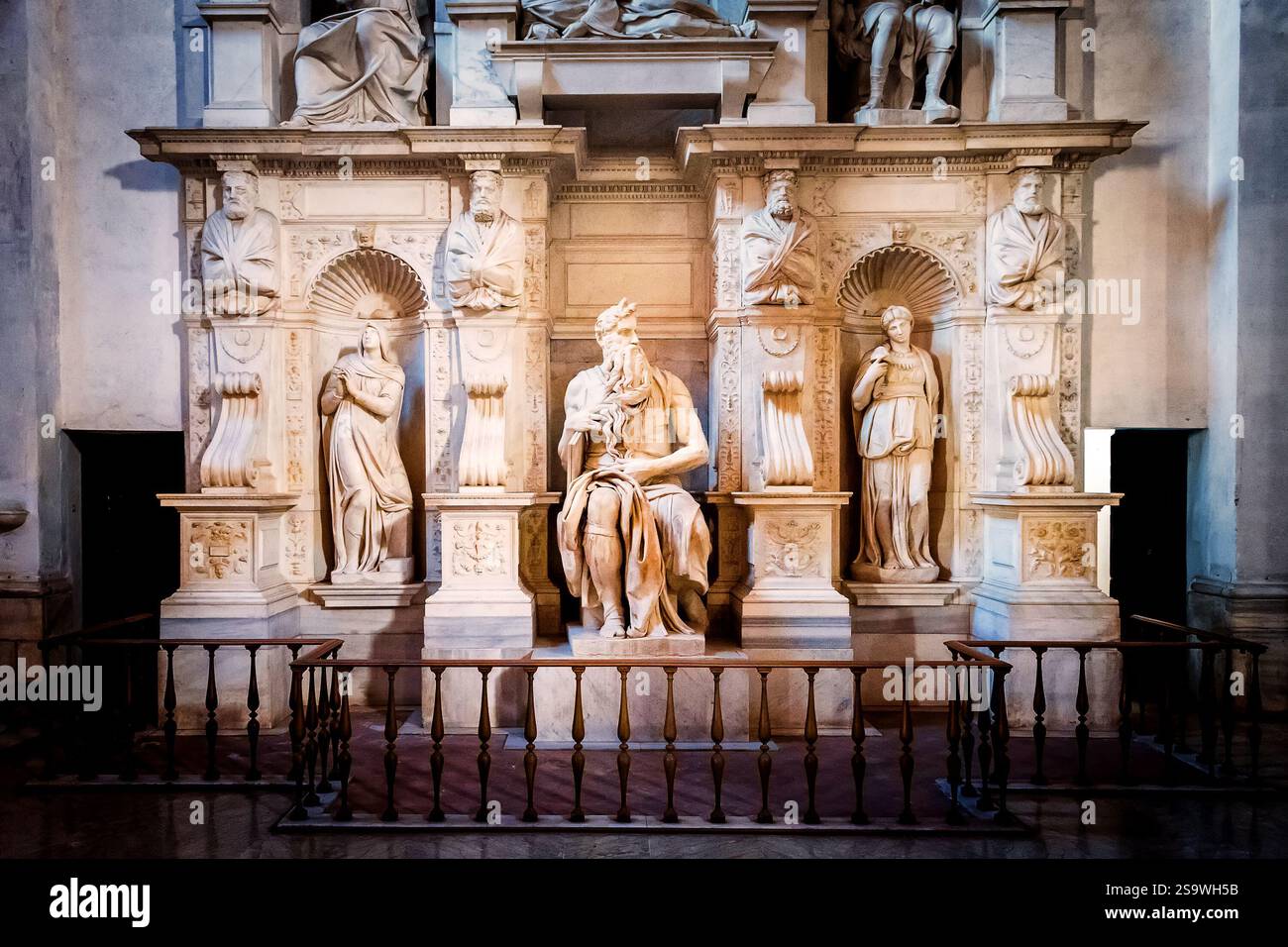 Sculpture of the prophet Moses, made by the famous artist Michelangelo ...