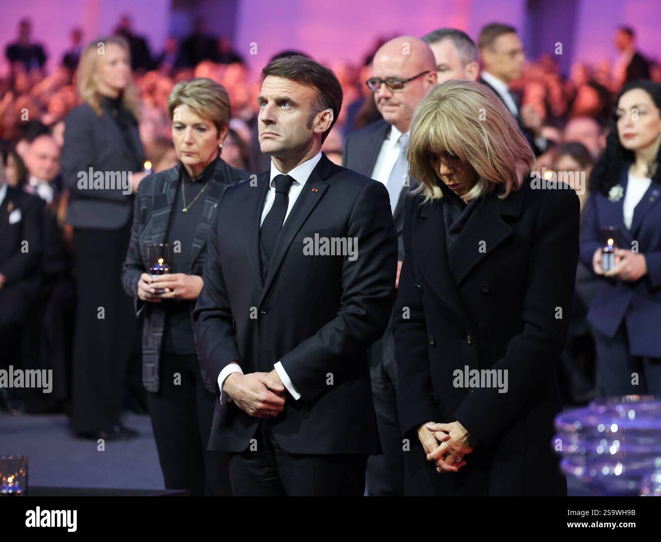 Oswiecim, Poland, January 27, 2025. French President Emmanuel Macron ...
