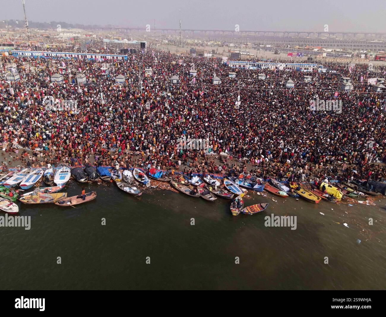 January 27, 2025, Prayagra, Uttar Pradesh, India: Prayagraj: An Aerial view of Sangam where ...