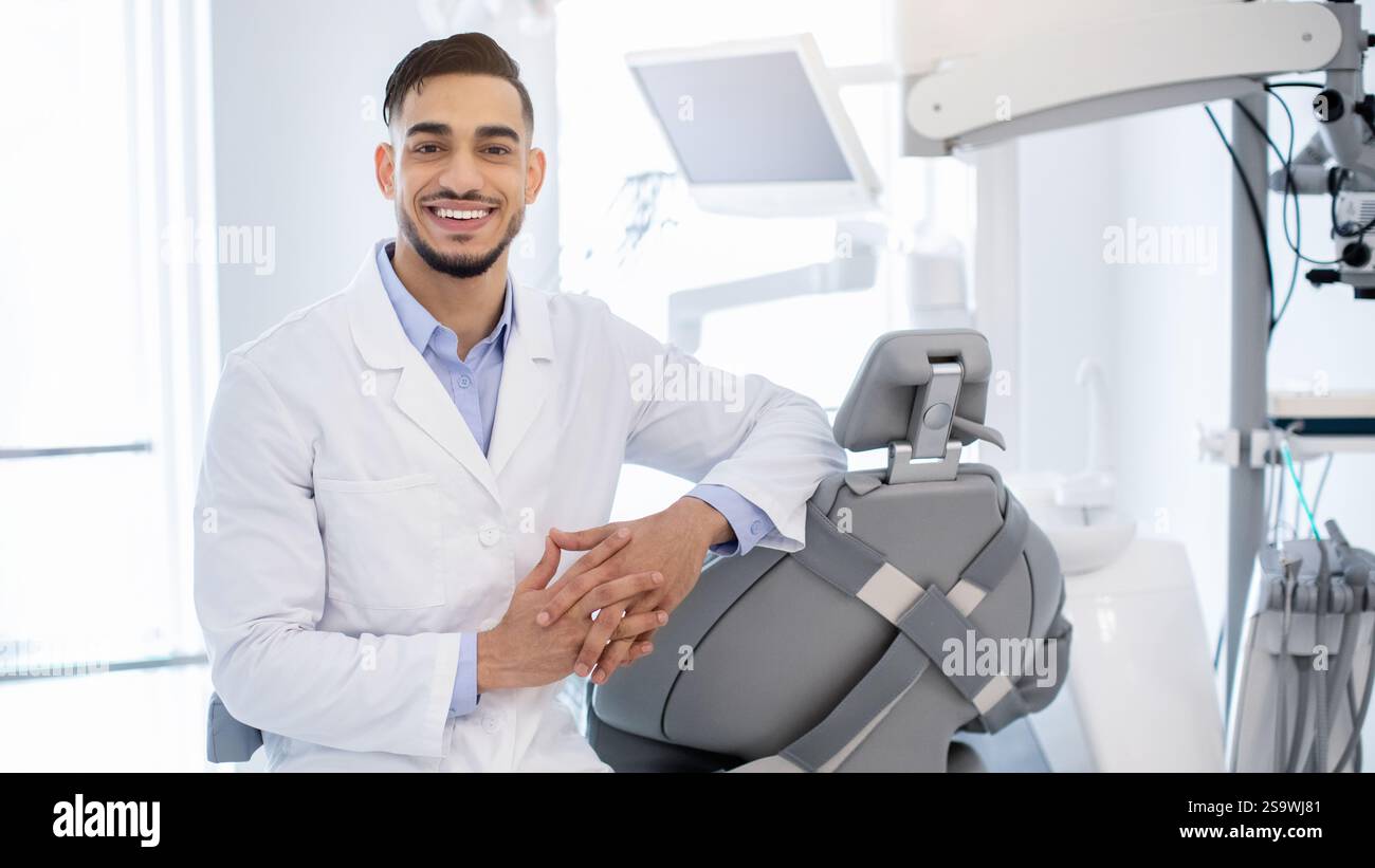 Dental Services. Portrait Of Professional Arab Stomatologist Doctor ...