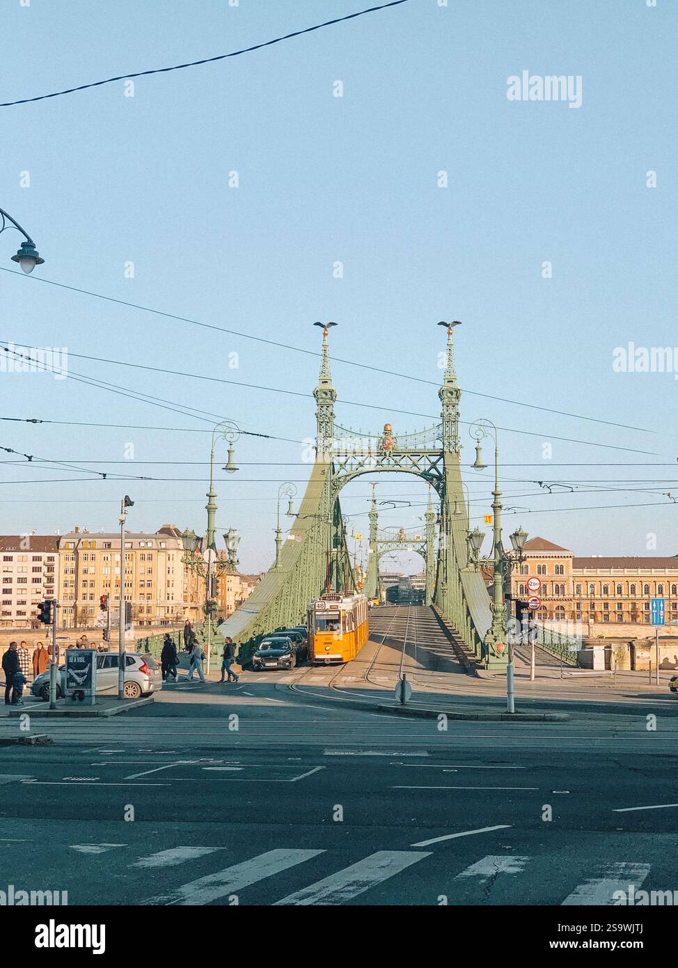 Iconic photograph of the Green Bridge in Budapest, capturing its ...