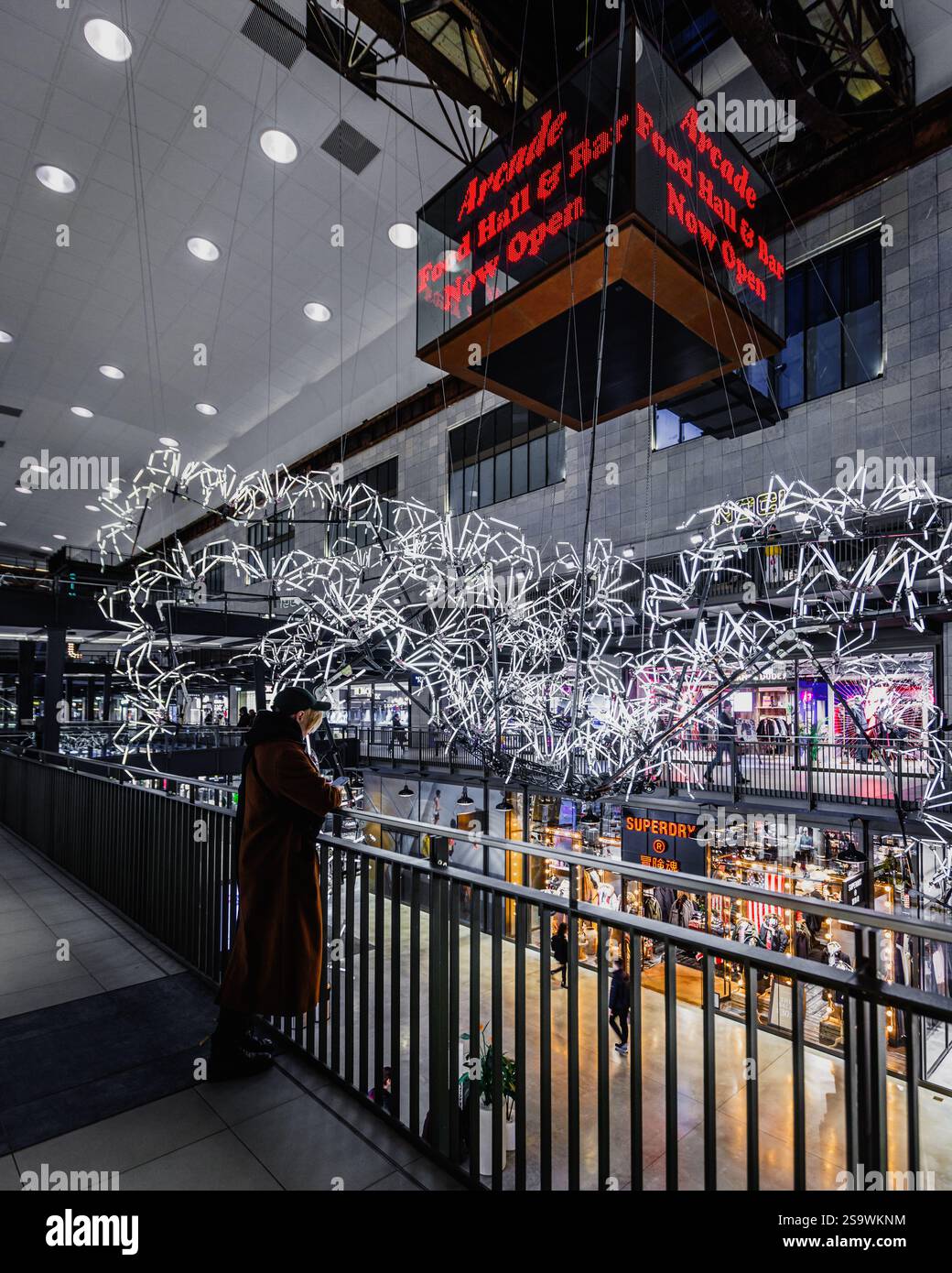 A visitor to the Battersea Light Festival admires the "Spider ...