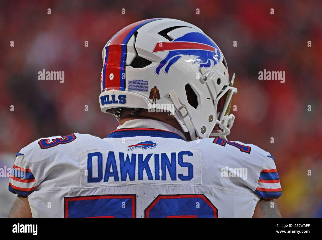 Buffalo Bills offensive tackle Dion Dawkins (73) warms up wearing the ...