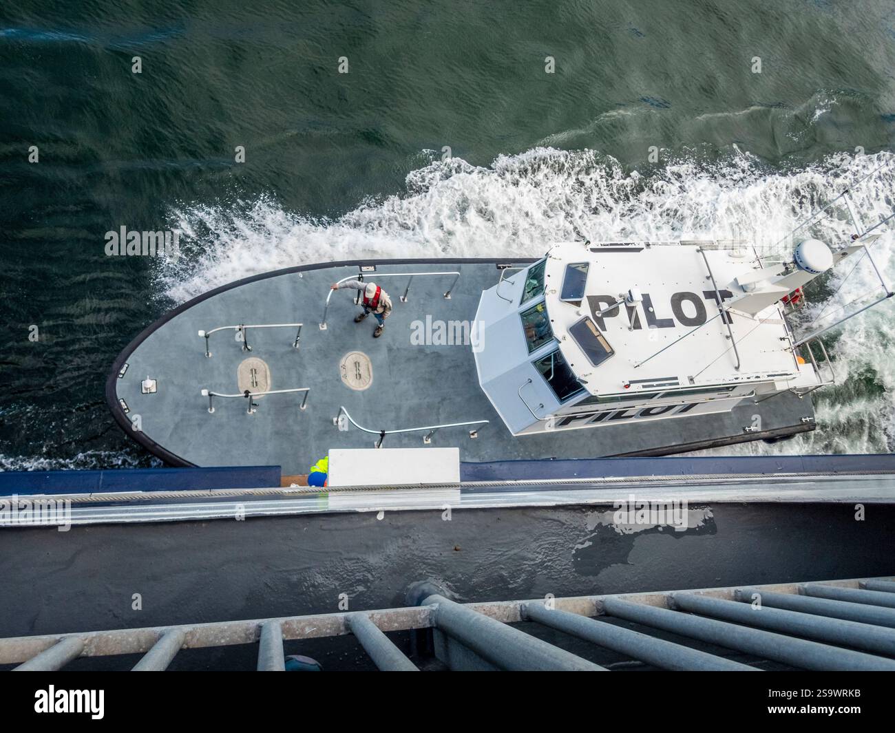 Pilot boat for The Cat ferry coming into Bar Harbor Maine USA from ...