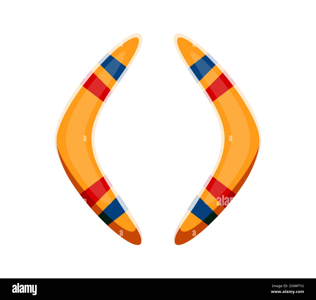 Cartoon brackets alphabet symbol as wooden boomerangs, sport font ...