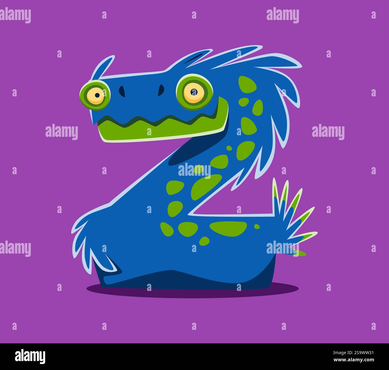 Halloween font letter Z cute monster character. Silly alien beast ...