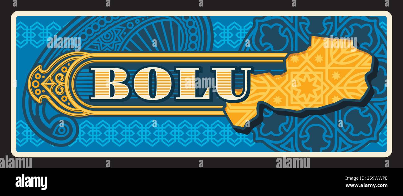 Bolu province vintage plate or banner, turkish ornament and border ...