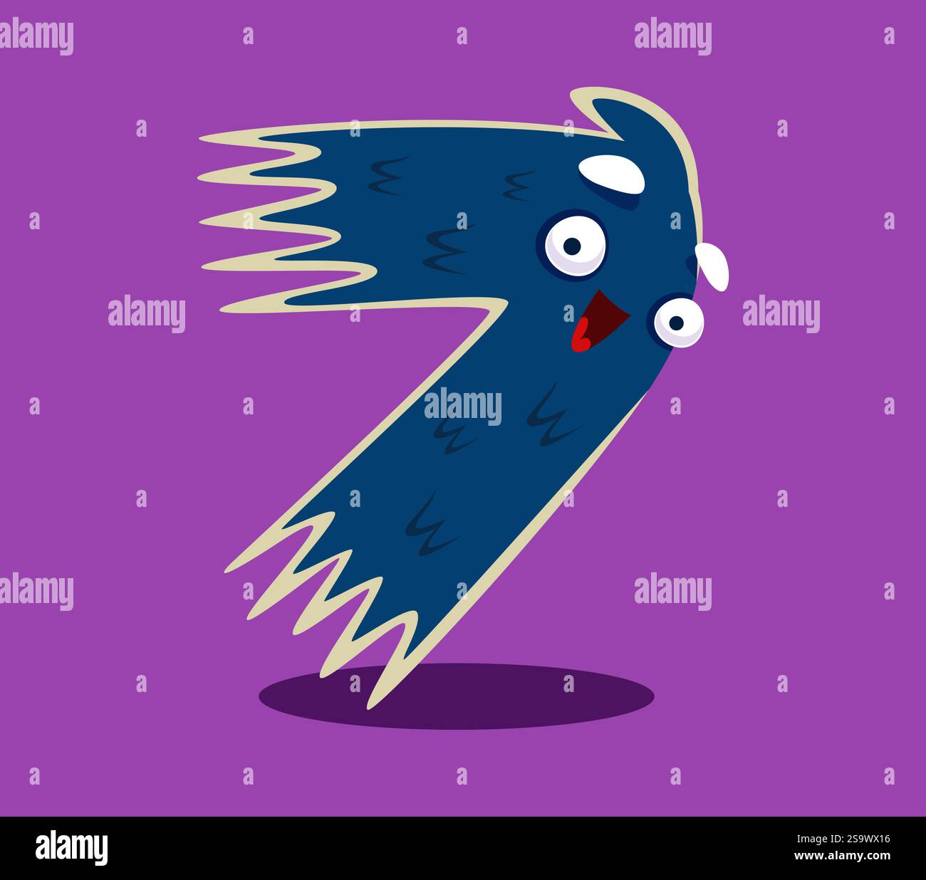 Halloween font digit 7 seven crazy monster character. Spooky alien ...