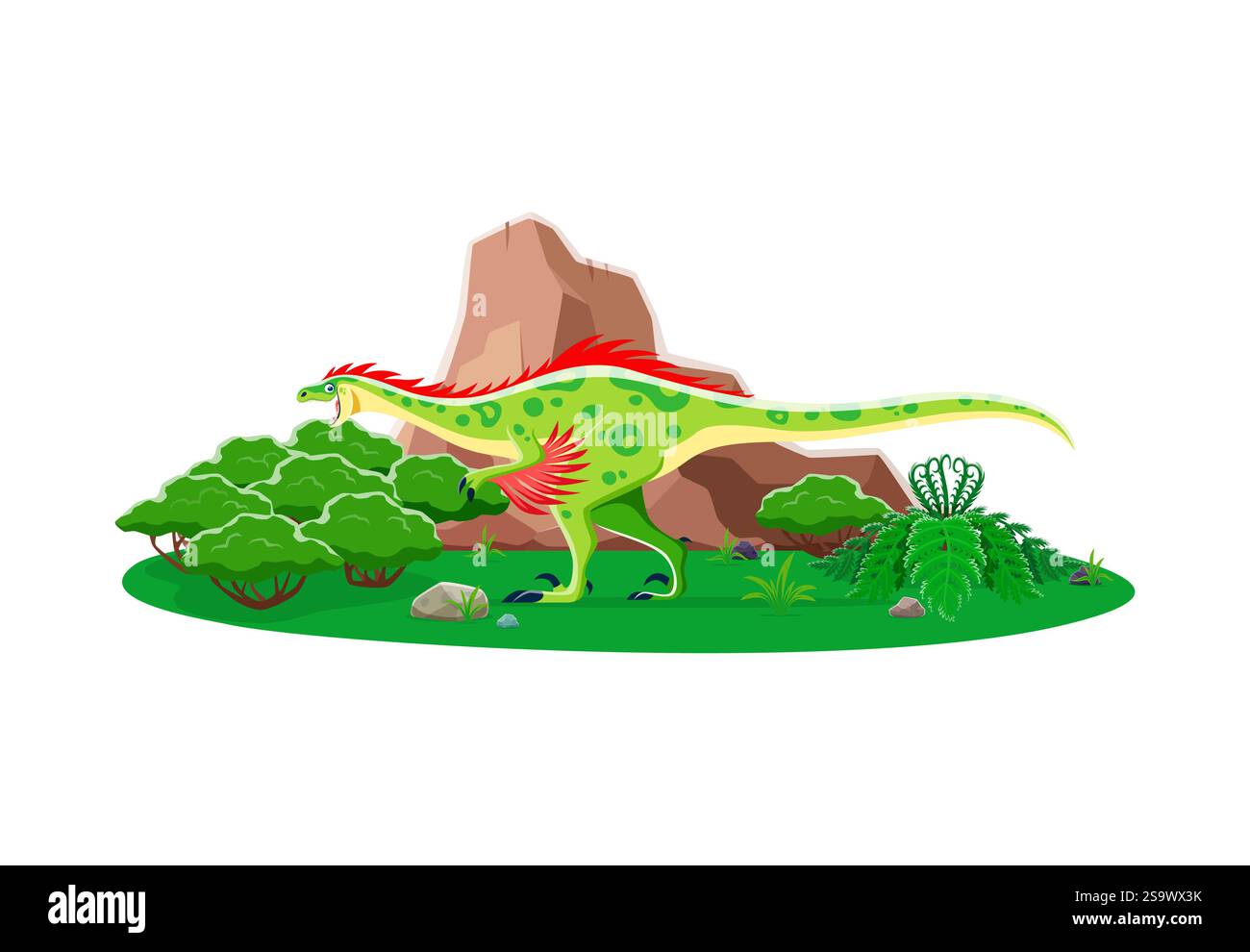 Raptor prehistoric dinosaur cartoon character. Isolated vector ancient ...