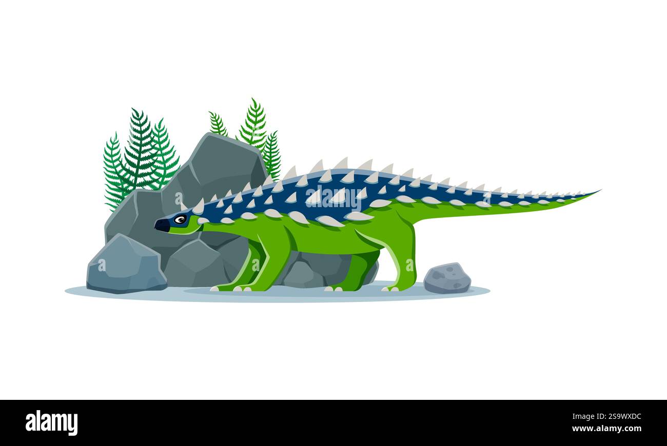 Dinosaur, prehistoric lizard Saichania or dino animal character ...