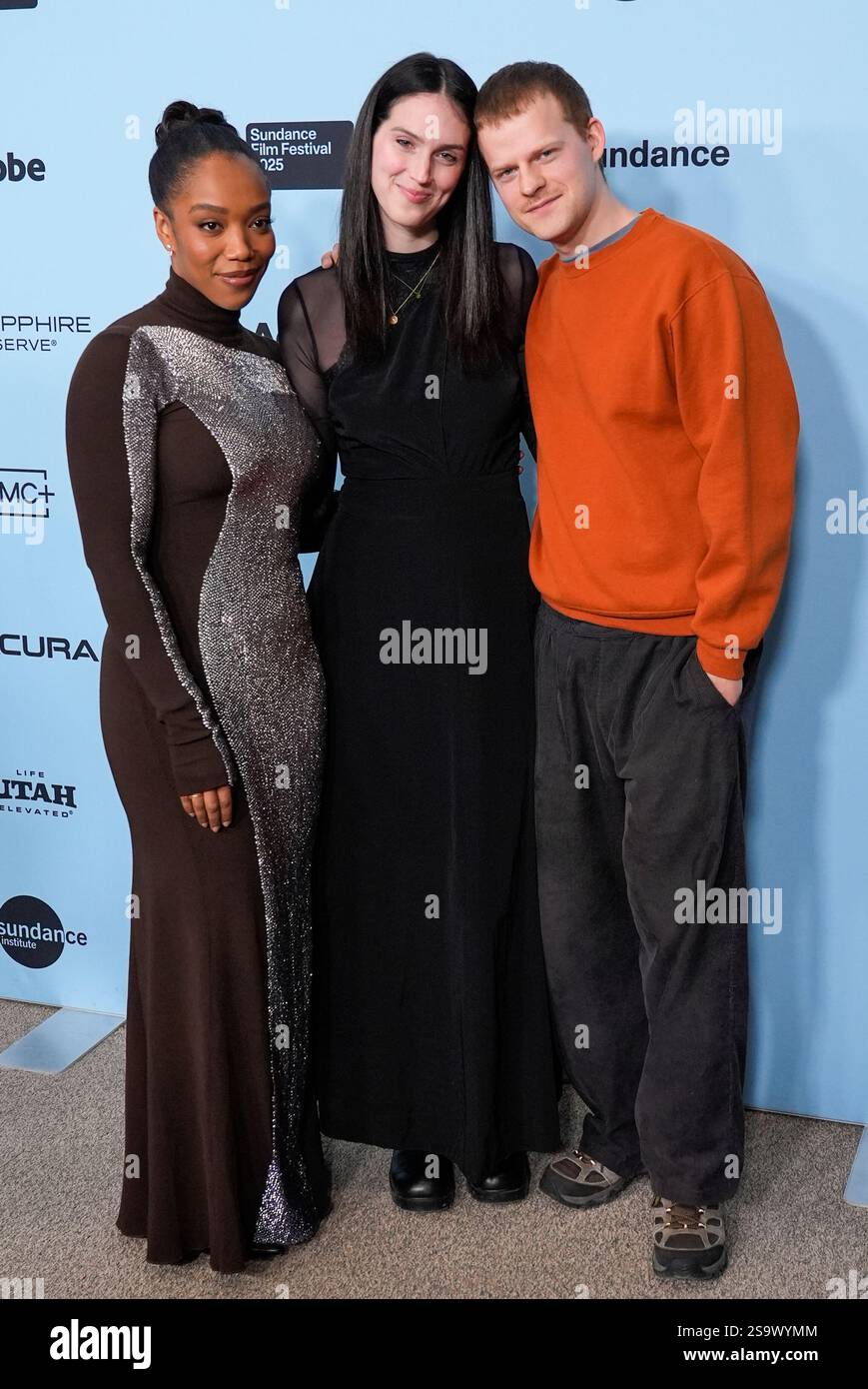 Naomi Ackie, from left, Eva Victor, and Lucas Hedges attend the premiere of "Sorry, Baby" during ...