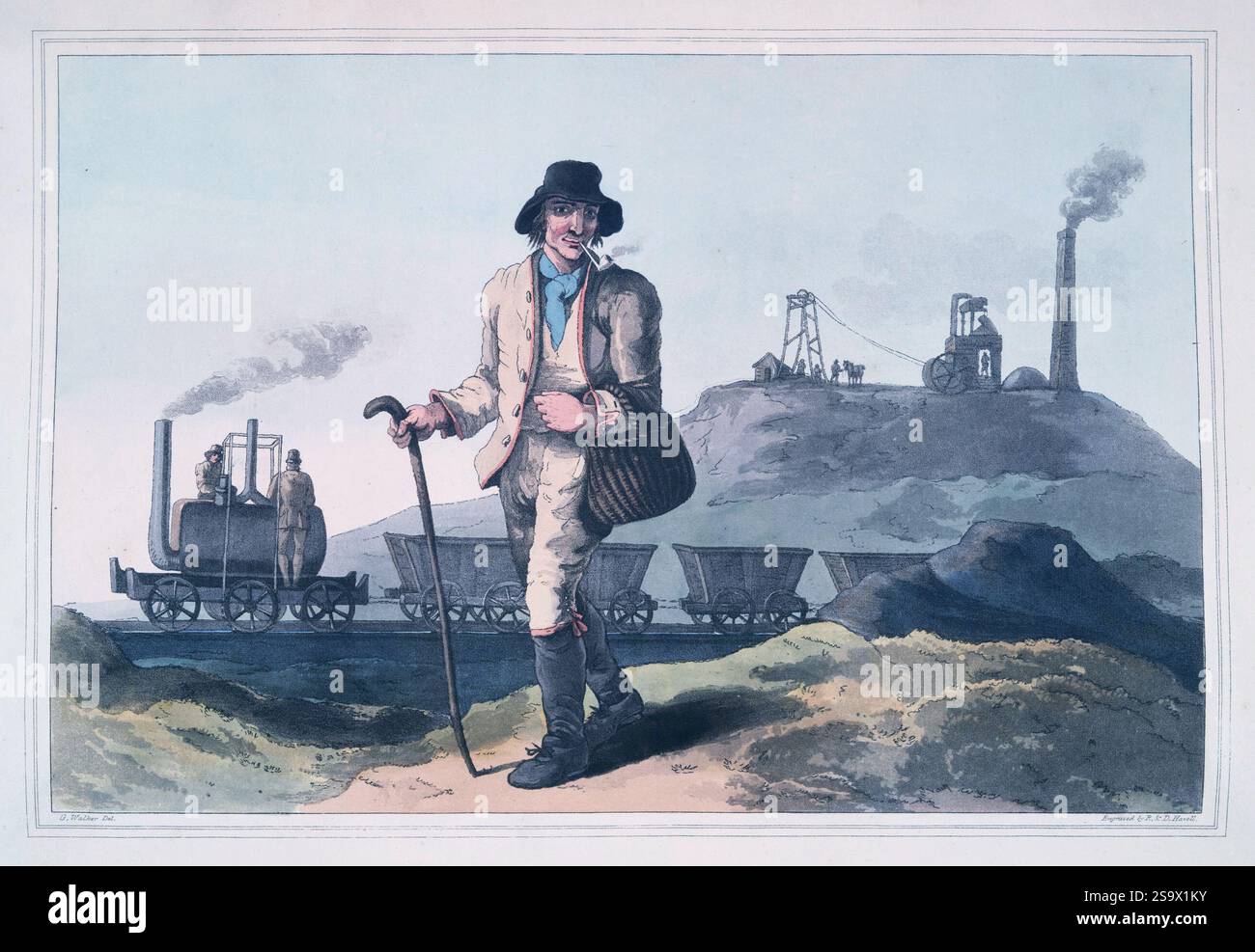 Illustration from an 1814 book "The costume of Yorkshire". The collier ...