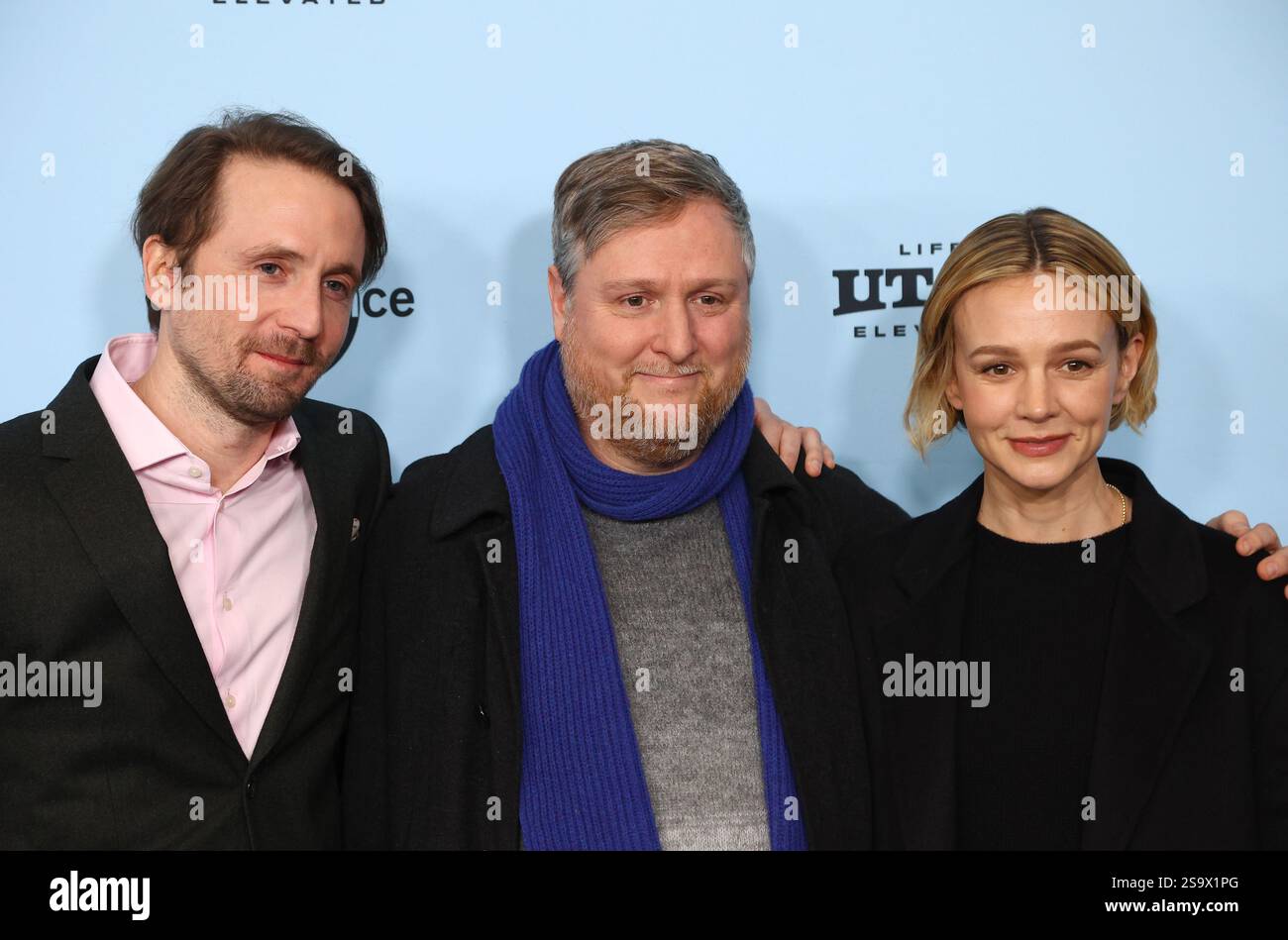 Park City, USA. 25th Jan, 2025. Tom Basden, Tim Key and Carey Mulligan ...