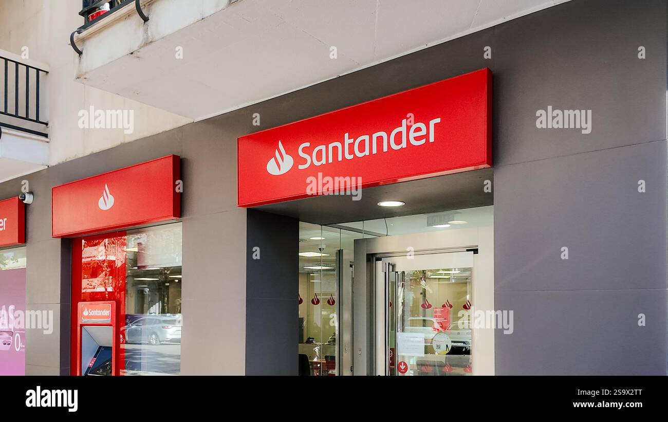 The entrance of a Santander bank in Spain Stock Photo - Alamy