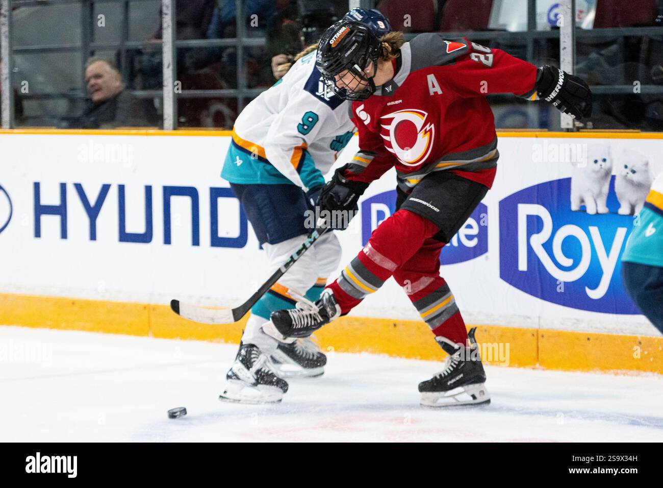 Ottawa Charge forward Emily Clark (26) kicks the puck towards the net ...
