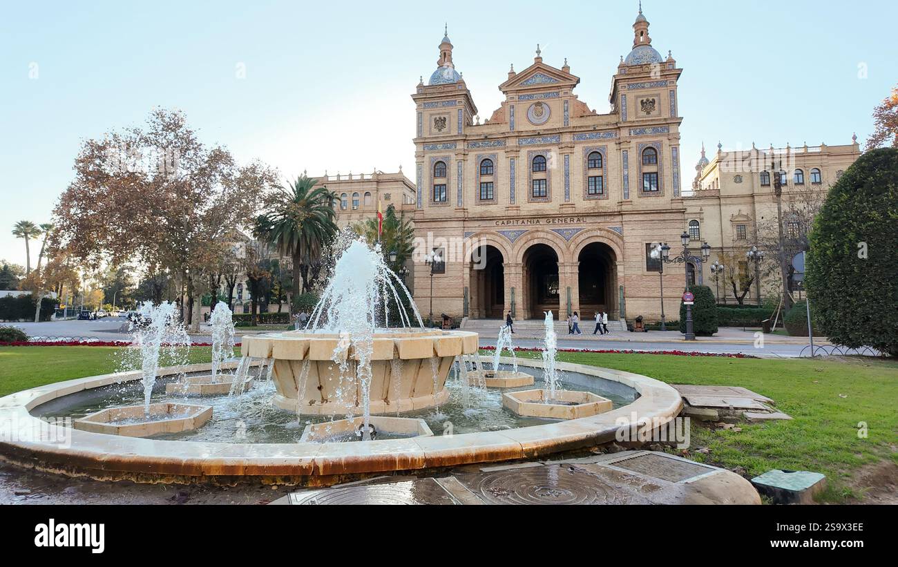 The front facade of the Capitania General building in Seville ...
