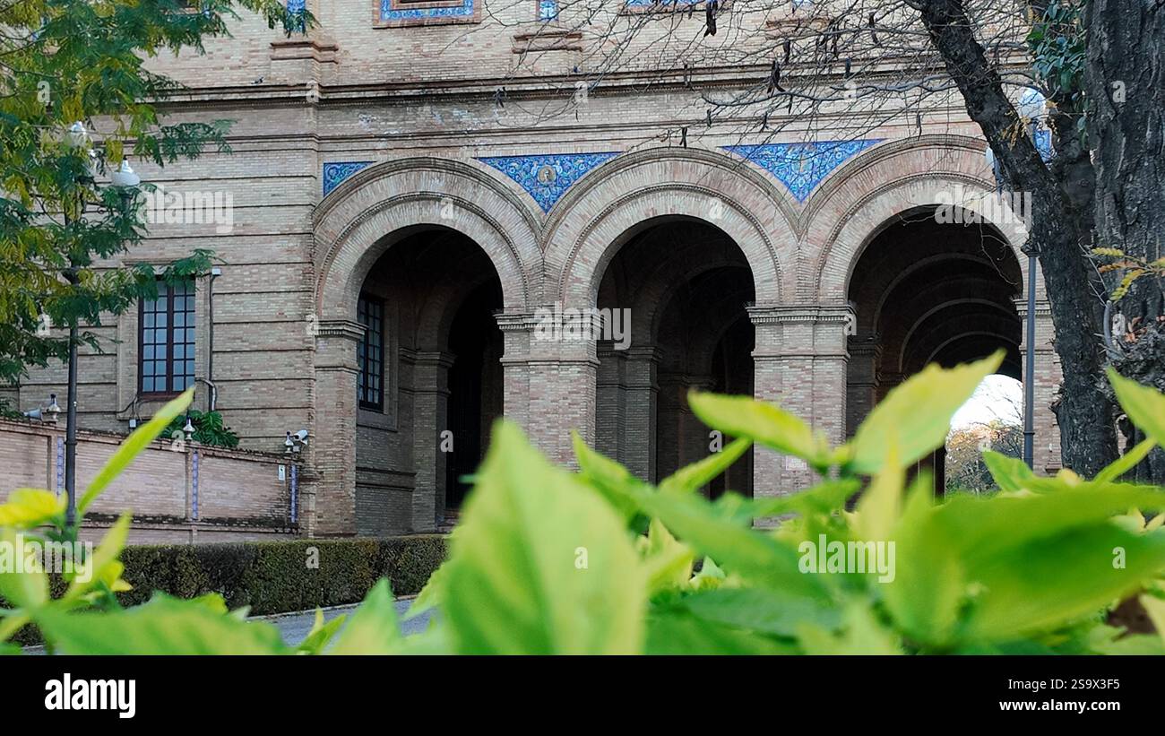 The front facade of the Capitania General building in Seville ...