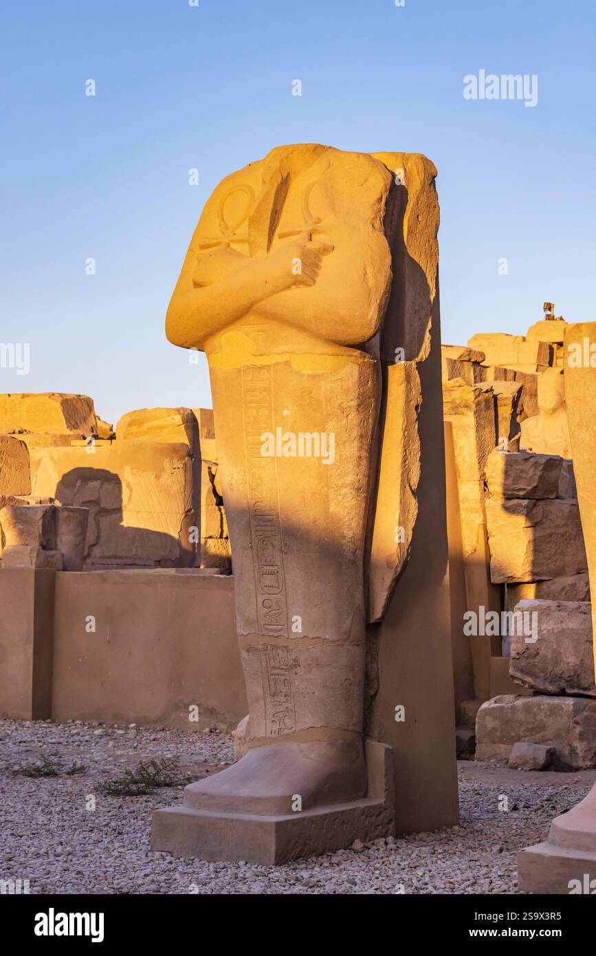 Karnak, Luxor, Egypt. Headless statue at the Karnak Temple Complex ...